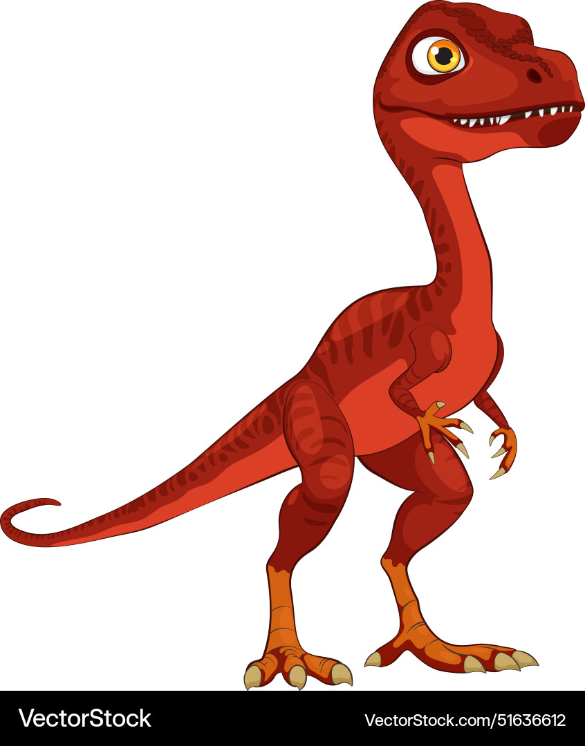 A cute red dinosaur standing upright Royalty Free Vector