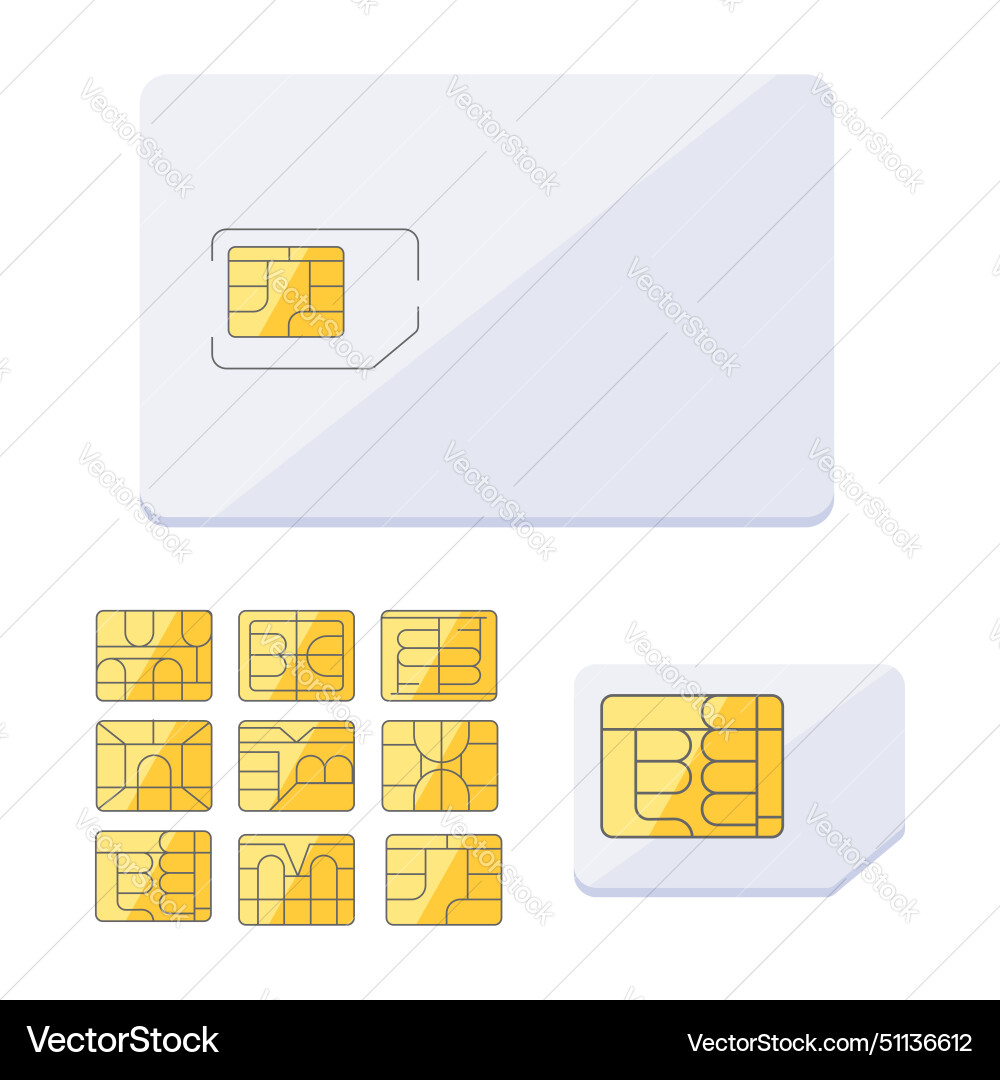 Cellular phone sim card chip set smart Royalty Free Vector