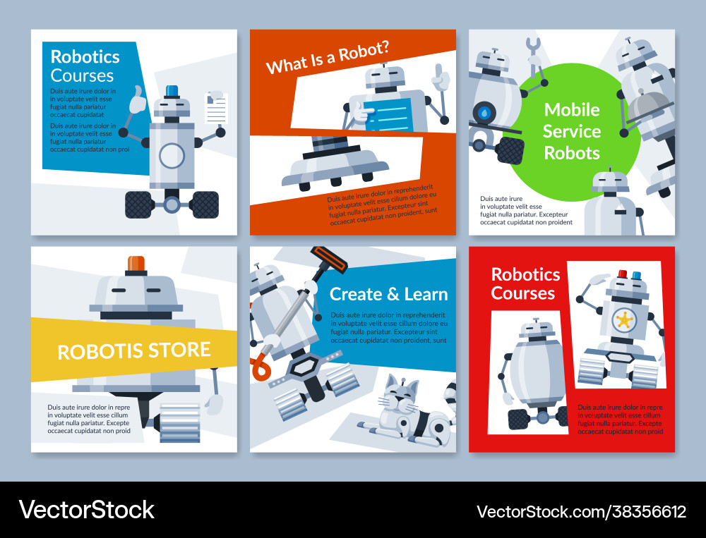 Collection robotics engineering programming Vector Image