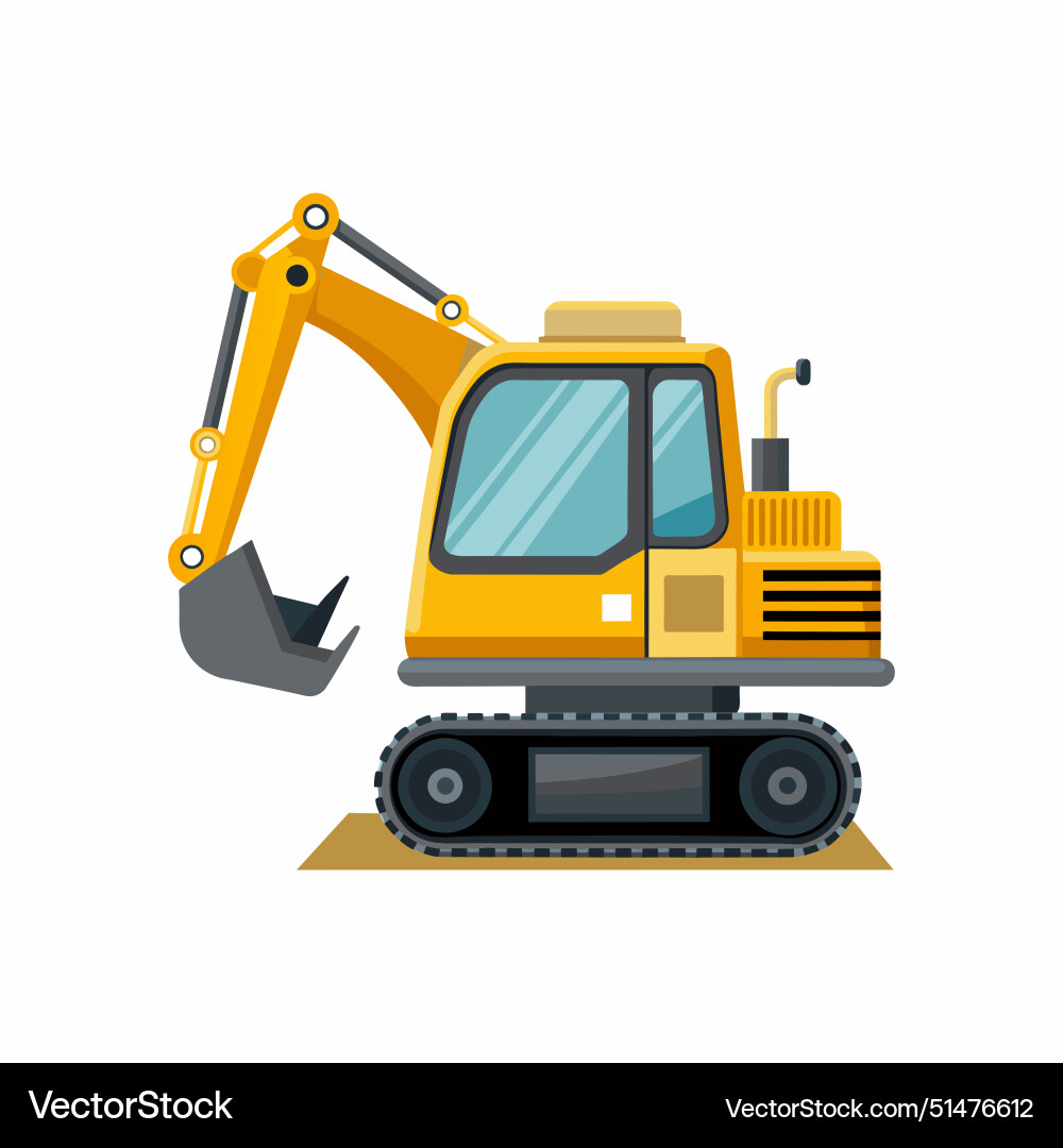 Excavator vehicle working realistically flat Vector Image