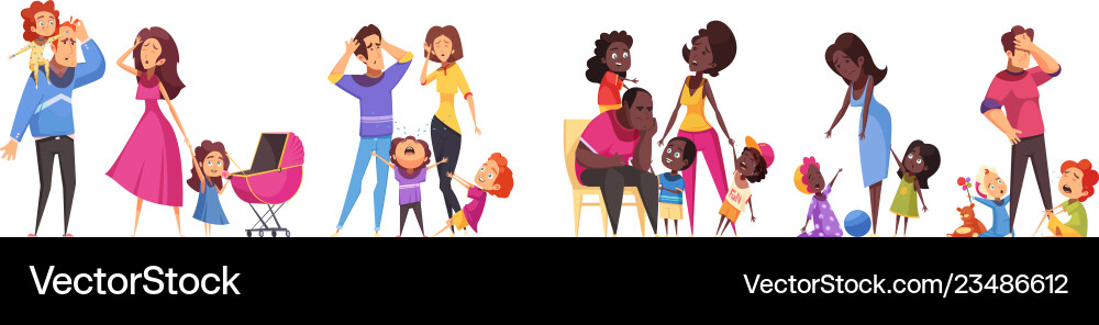 Family relations routine set Royalty Free Vector Image