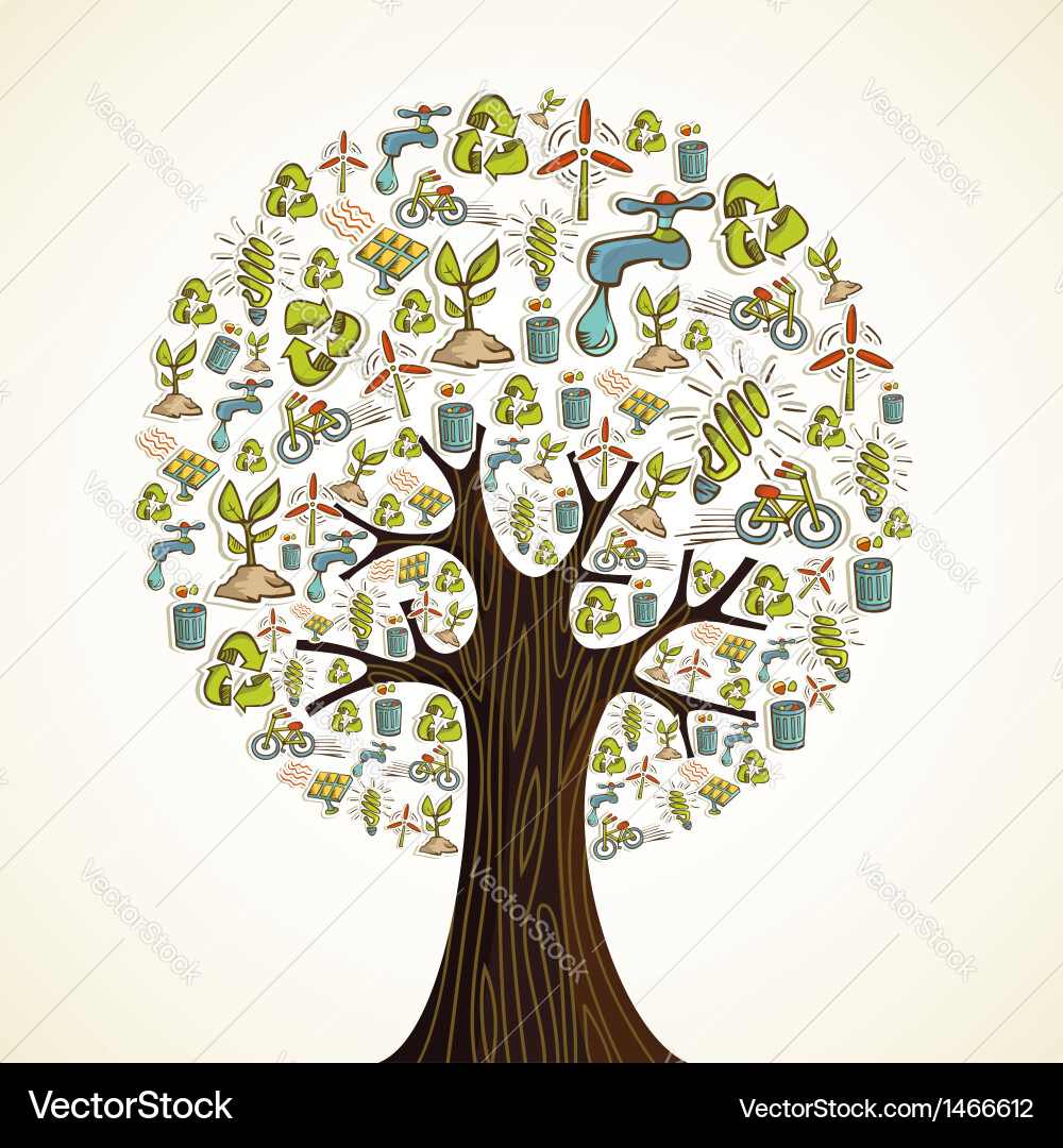 Go green icons tree Royalty Free Vector Image - VectorStock