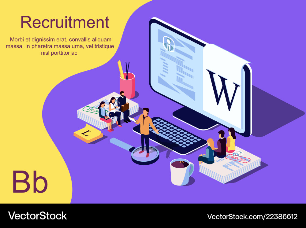 Isometric recruitment concept Royalty Free Vector Image