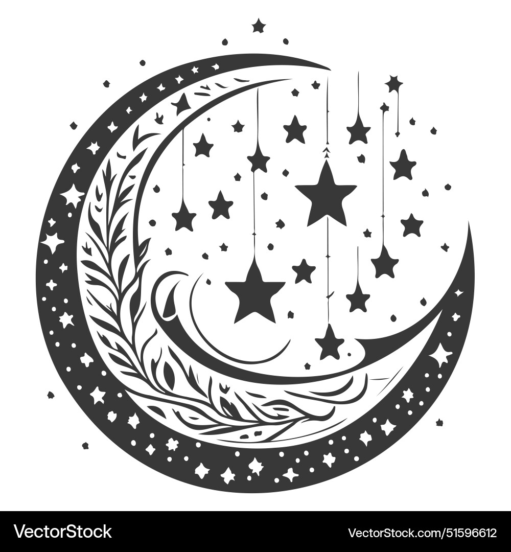 Moon star ramadan arabic islamic grey Royalty Free Vector