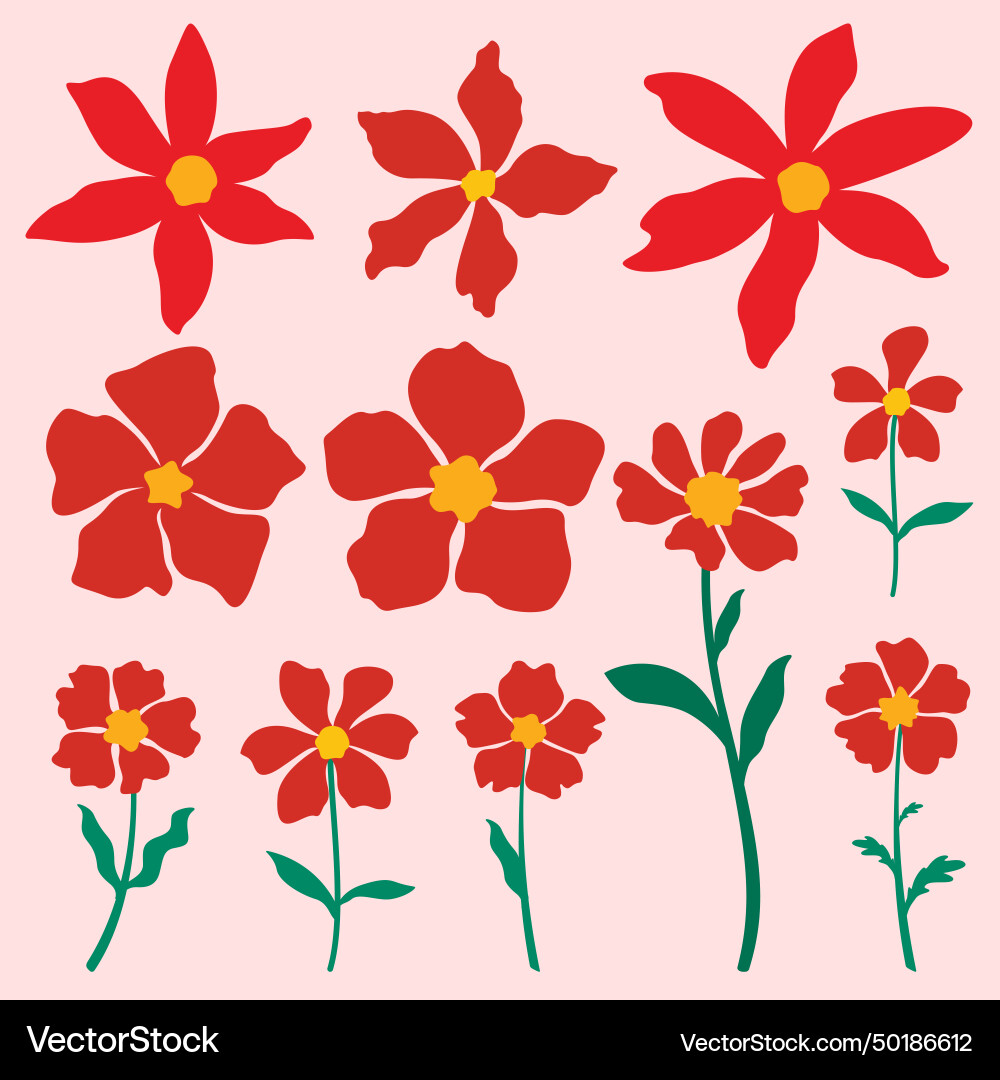 Red modern flower Royalty Free Vector Image - VectorStock