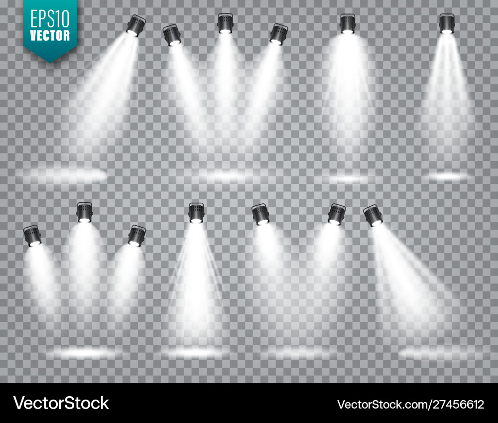 Spotlight set bright light beam Royalty Free Vector Image