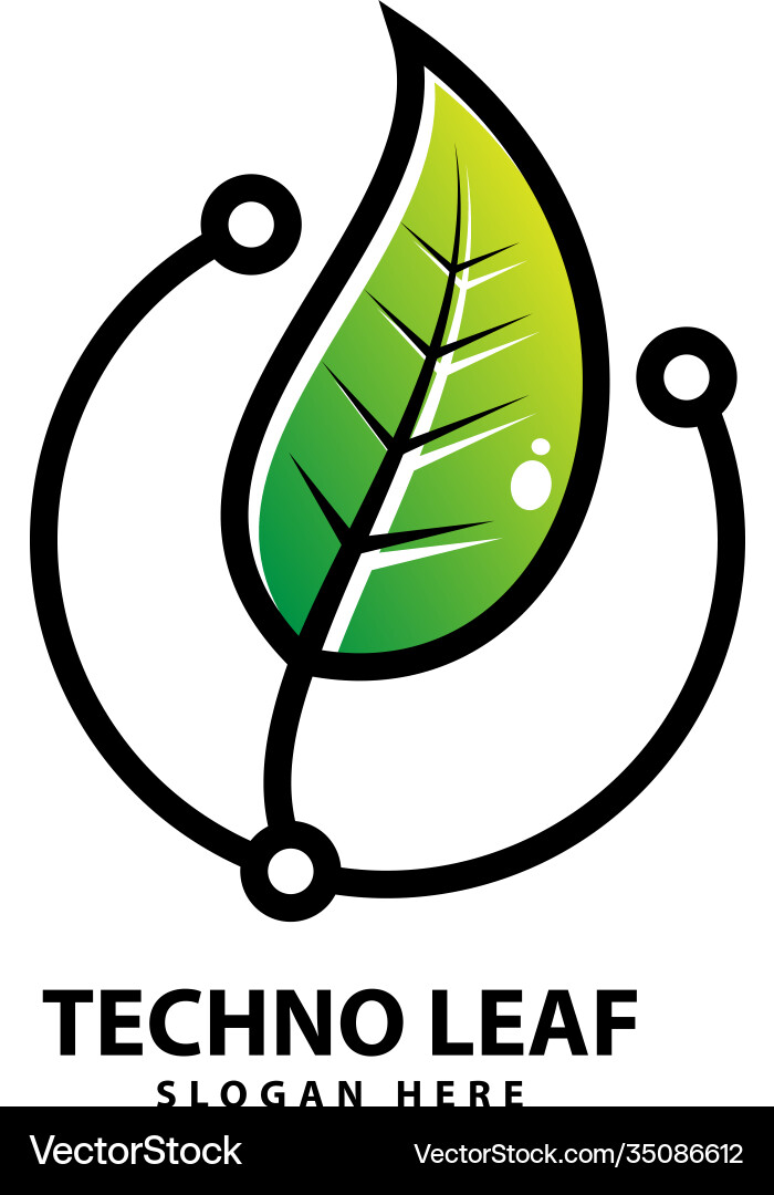 Technology Leaf Logo - Innovation Icon Royalty Free Vector