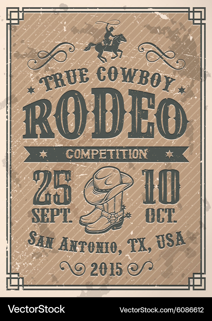 Vintage Rodeo Poster Royalty Free Vector Image