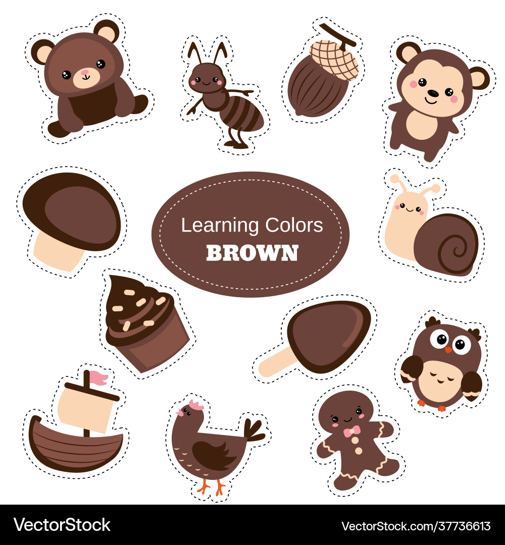 Brown Color Learning Set Royalty Free Vector Image