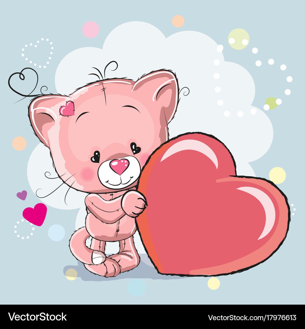 Cat with heart Royalty Free Vector Image - VectorStock