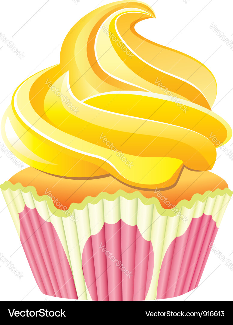 Cupcake with yellow cream Royalty Free Vector Image