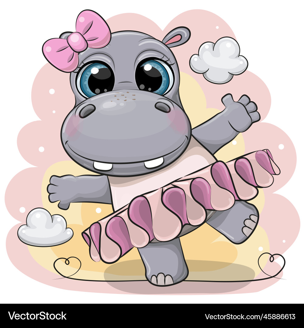 Cute Hippo Ballerina Royalty Free Vector Image