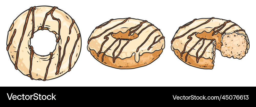 Donuts food labels colorful set Royalty Free Vector Image