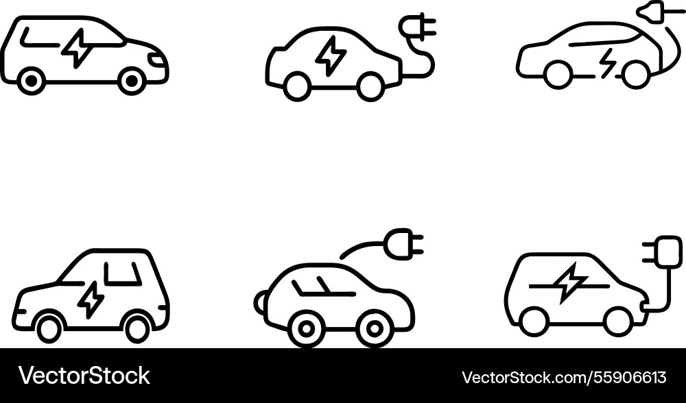 Electric car technology icon set Royalty Free Vector Image