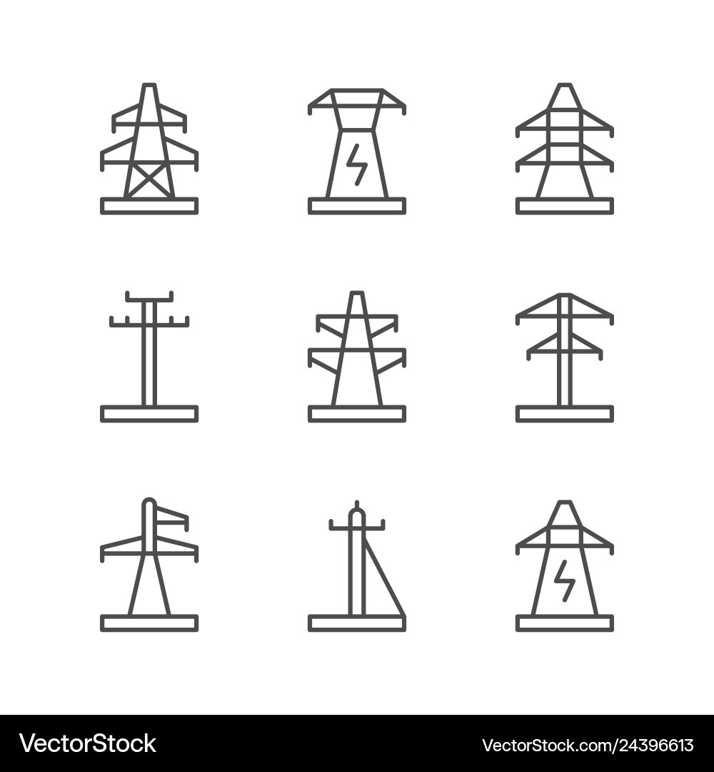 Electrical Pylon Icon Set Royalty Free Vector Image