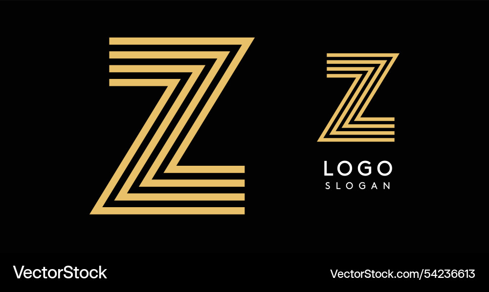 Geometric golden letter z with concentric lines Vector Image