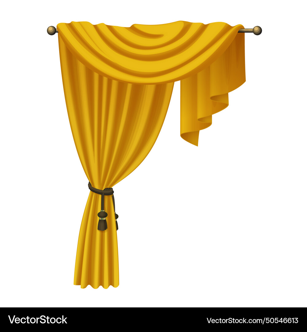 Golden curtains with drapery 3d silk fabric Vector Image