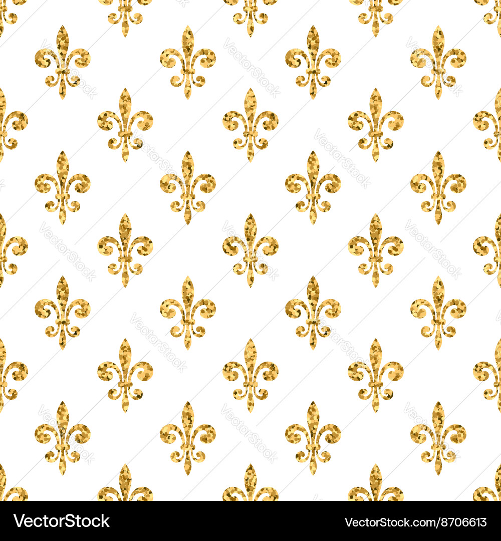 Golden Fleur-de-Lis Seamless Pattern Royalty Free Vector