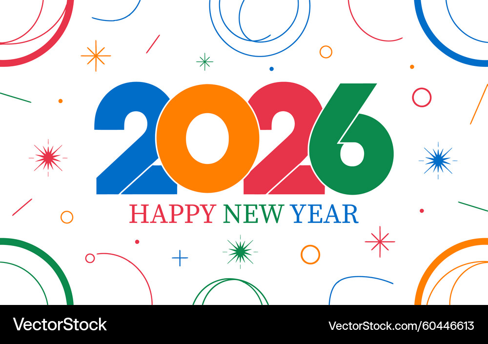Happy new year 2026 celebration Royalty Free Vector Image
