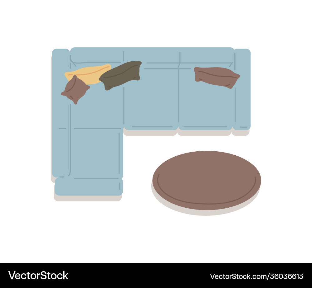 Plan top view on sofa with coffee table flat Vector Image
