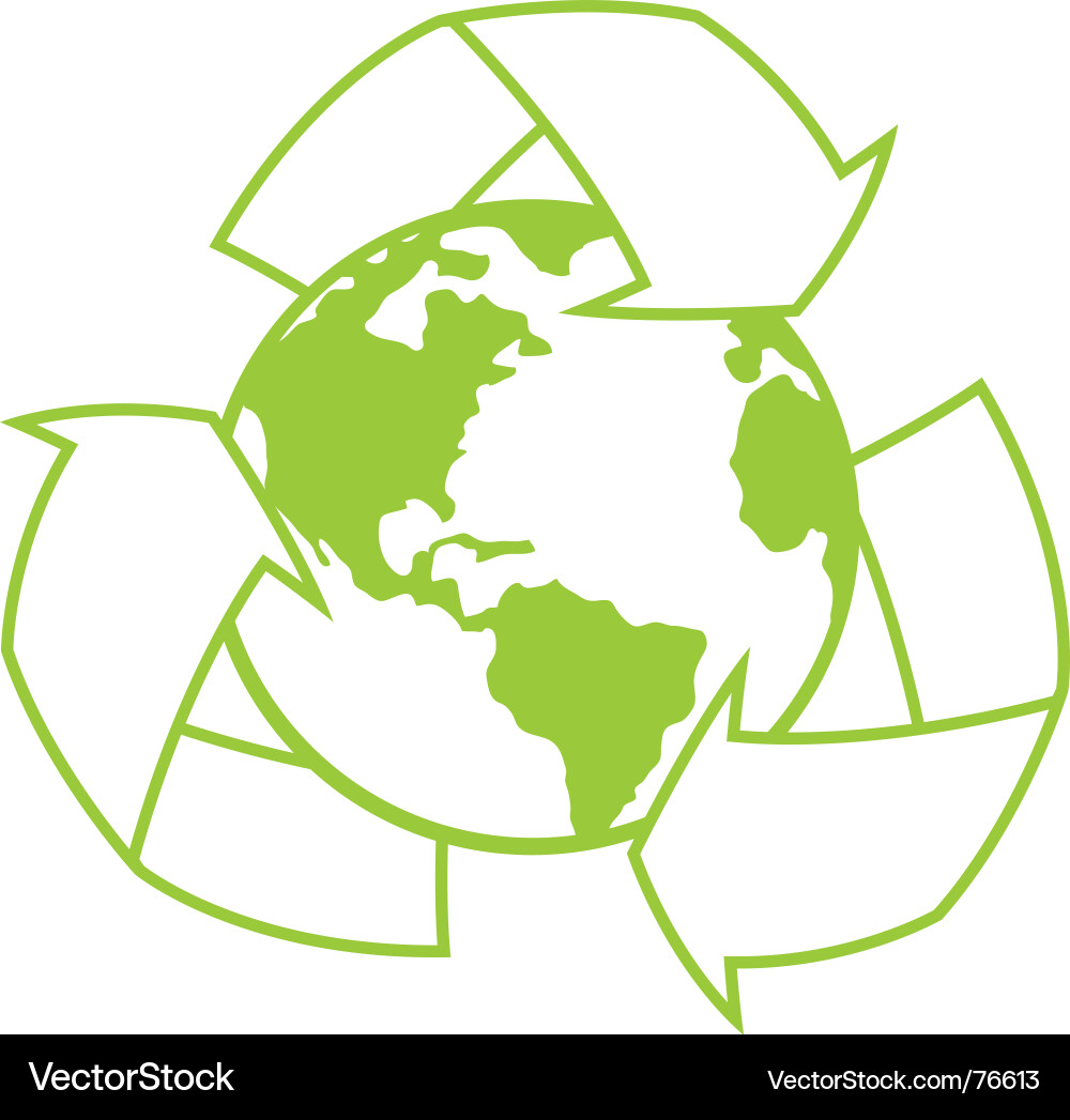 Planet Erde mit Recycle Symbol Lizenzfreies Vektorbild