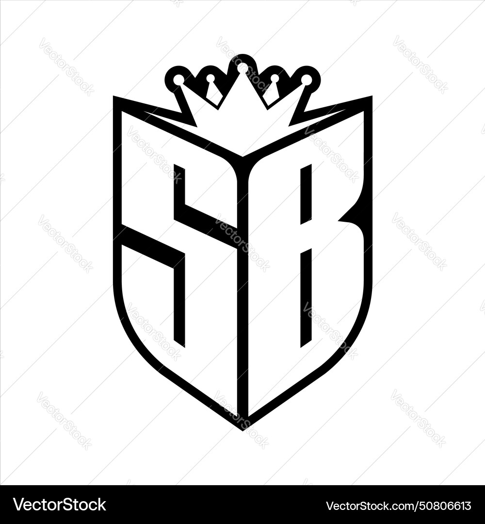 Sb letter bold monogram with shield shape Vector Image