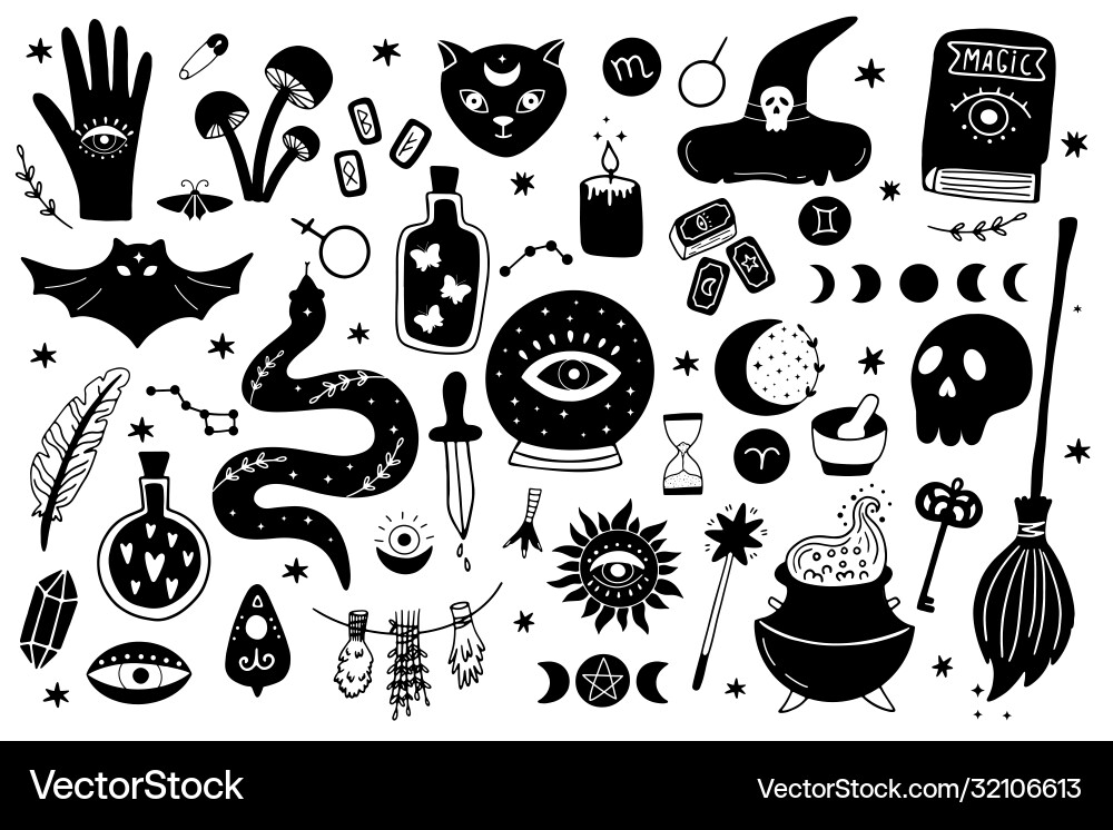 Witchcraft Icon Set Royalty Free Vector Image - VectorStock