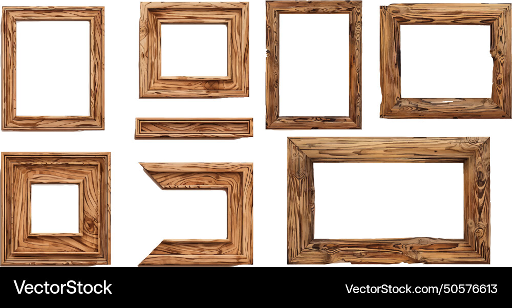 Wooden frame set Royalty Free Vector Image - VectorStock