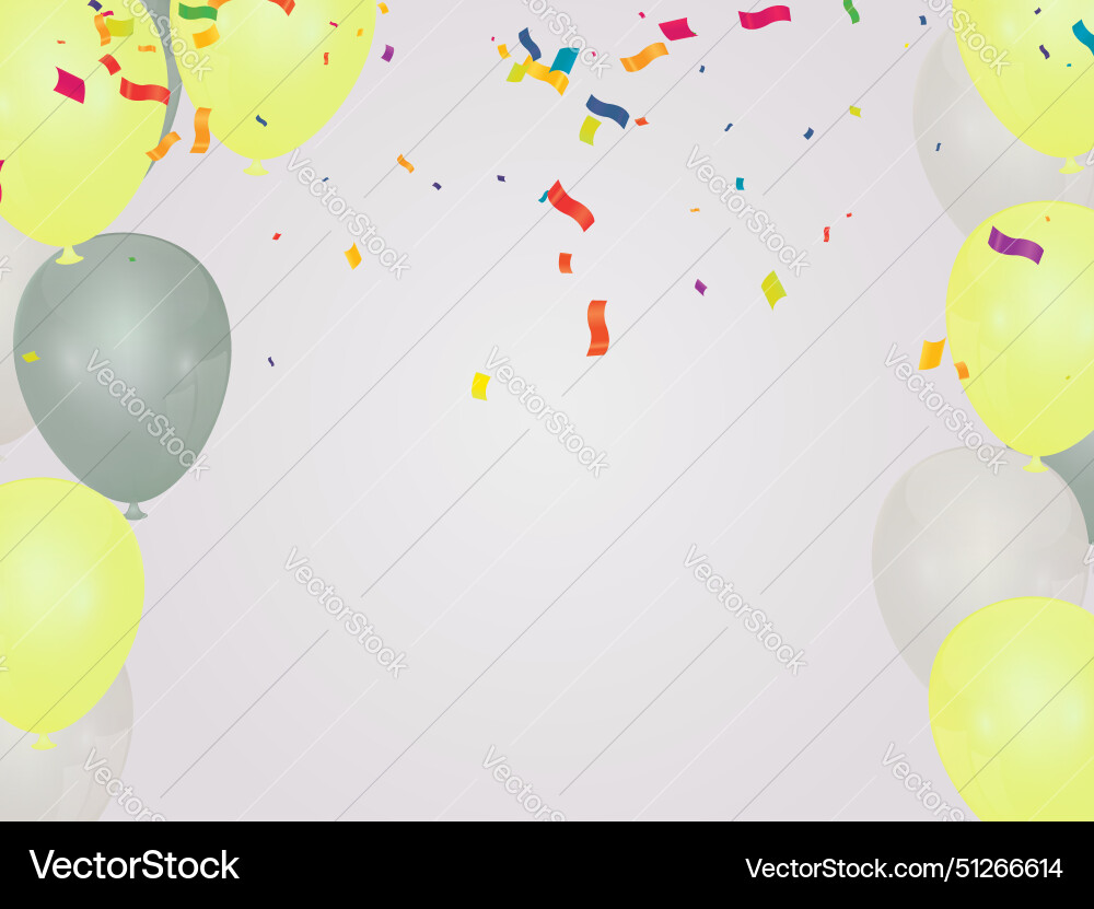 Celebration background with balloons and confetti Vector Image