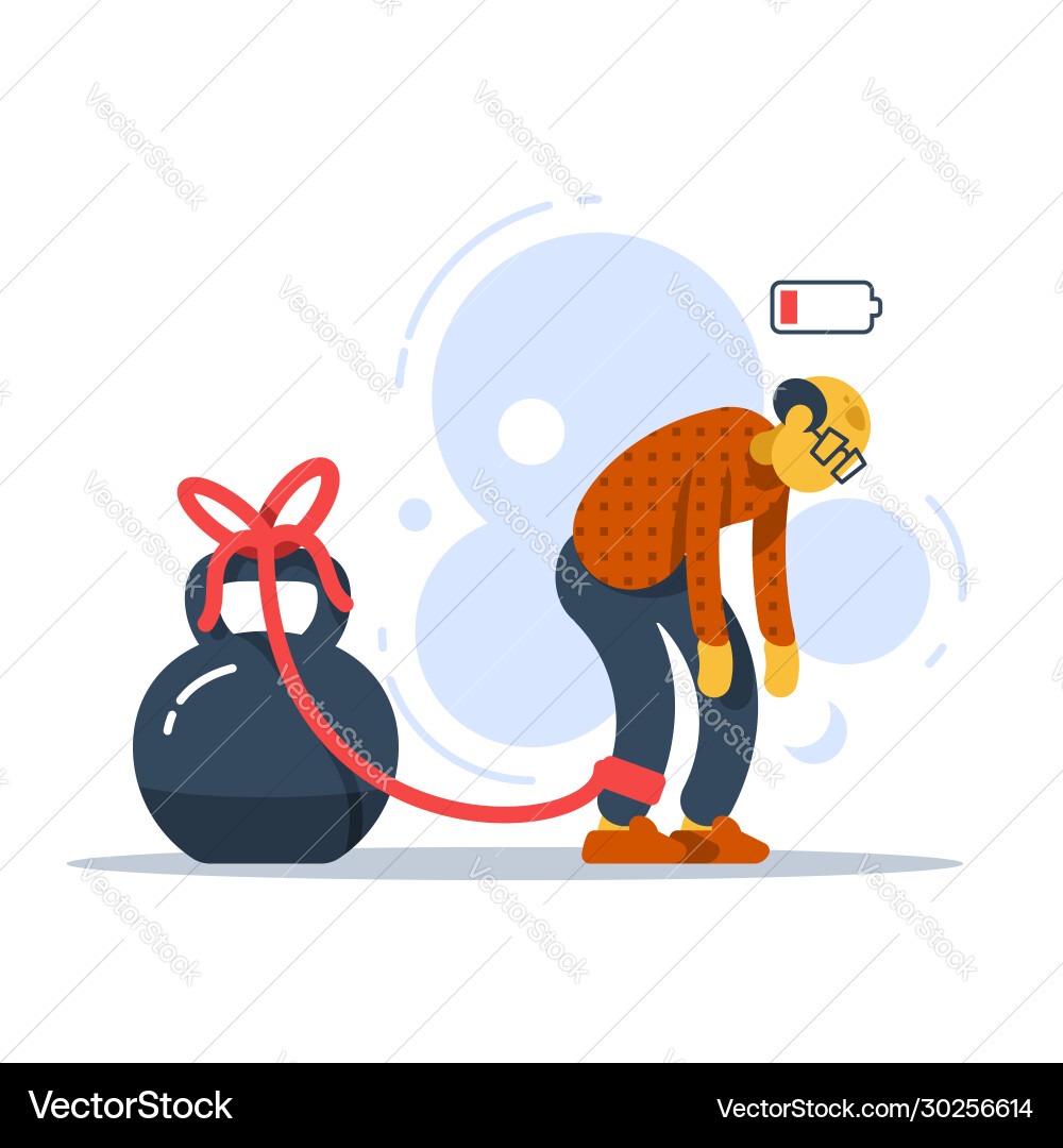 Chronic tired old man with crooked back Royalty Free Vector