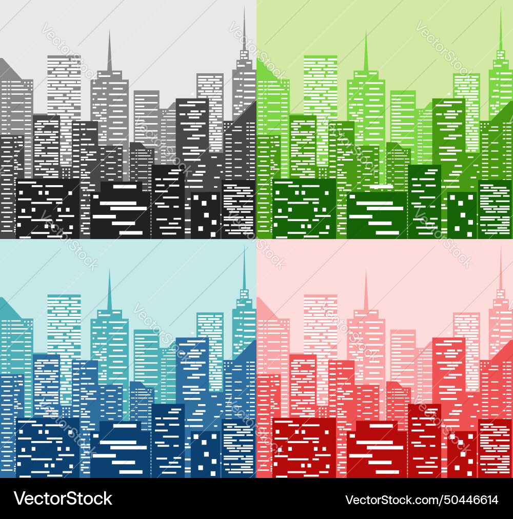 City skyline in four color Royalty Free Vector Image