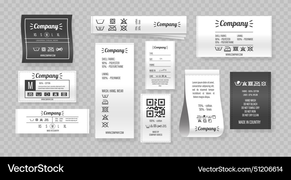 Clothing labels presenting different information Vector Image