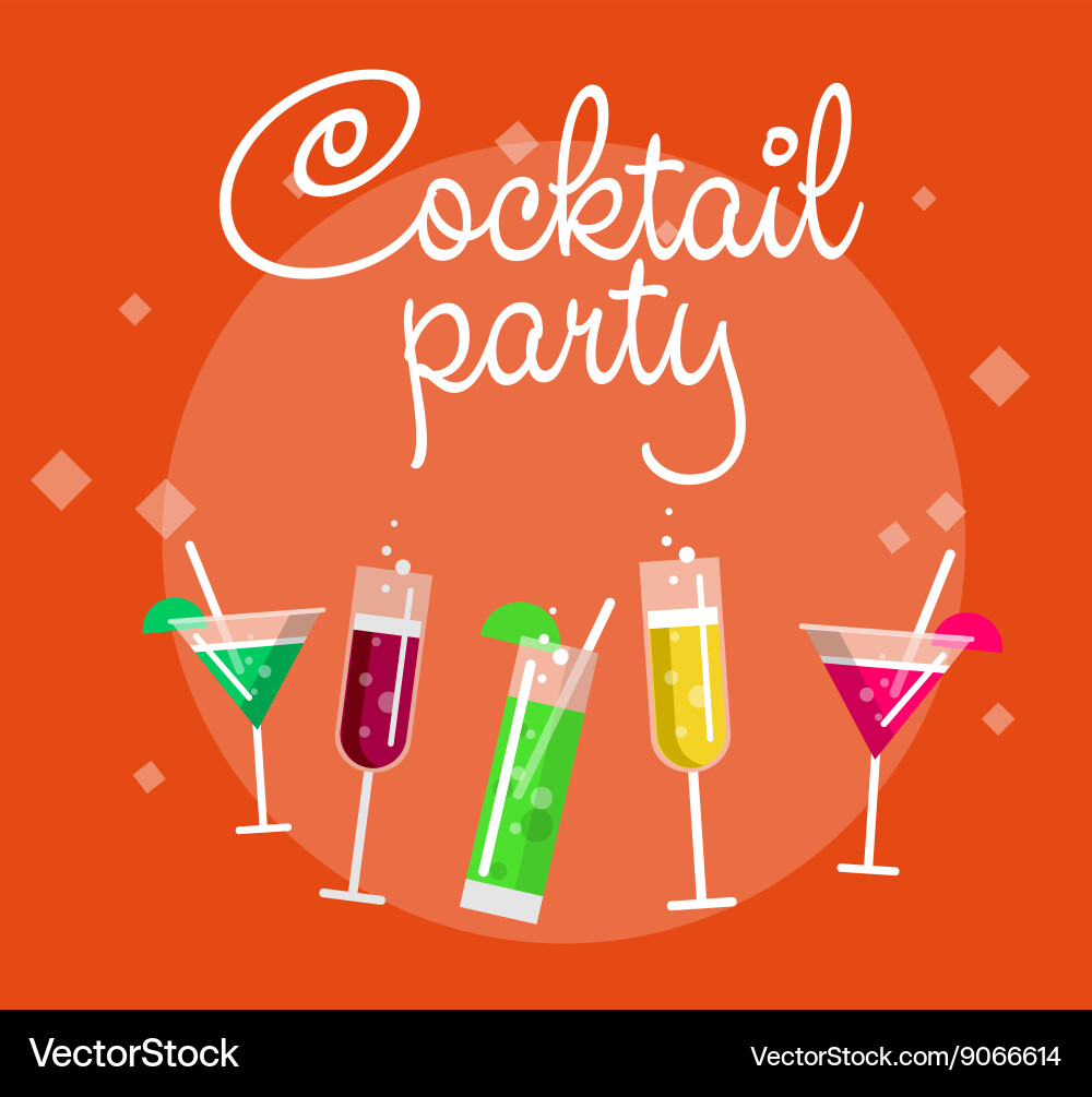 Cocktail party summer poster with alcohol drinks Vector Image