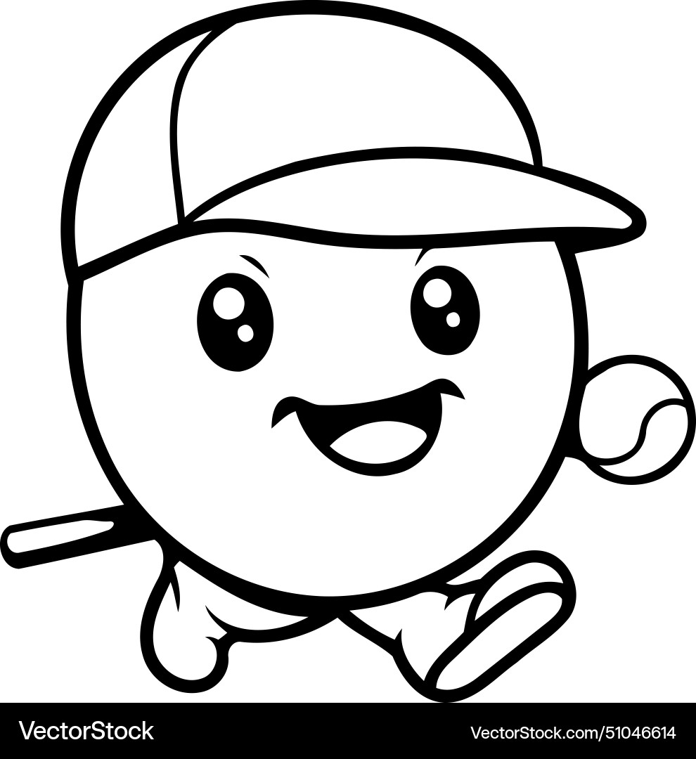 Cute Baseball Mascot Character Design Royalty Free Vector