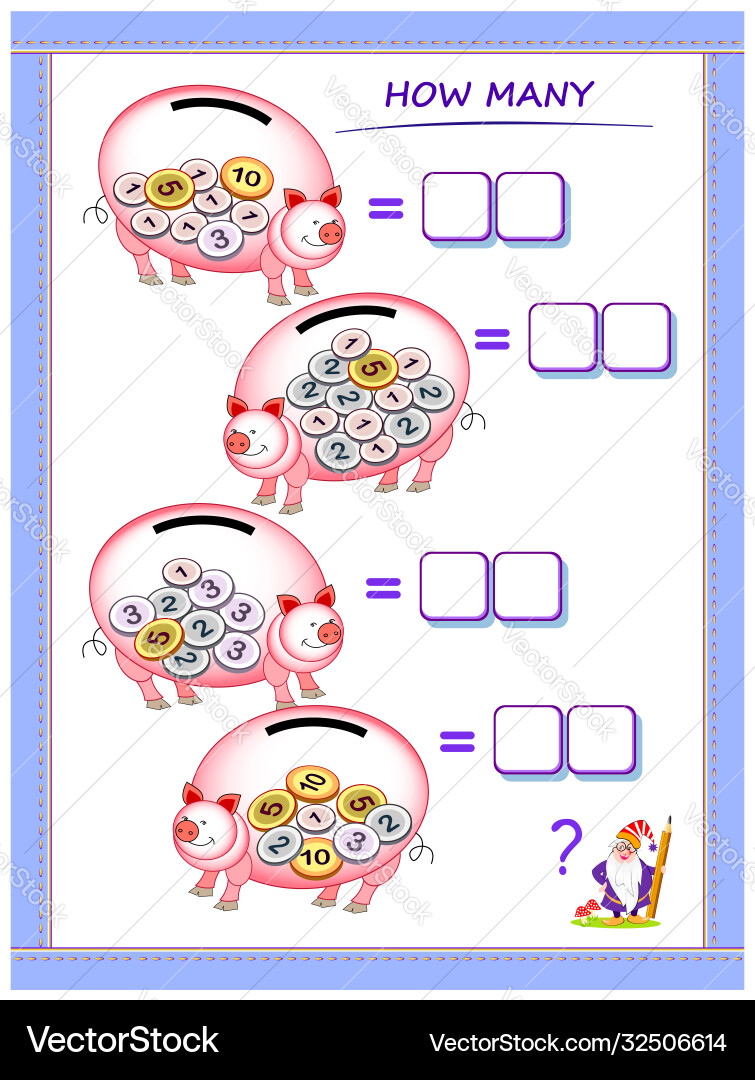 Educational page for children on addition count Vector Image