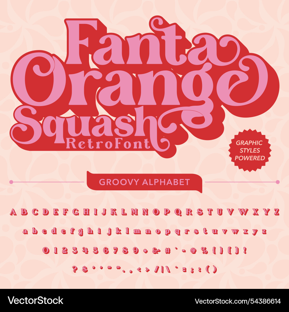Groovy retro vintage display bold font alphabet – Royalty-Free Vector ...