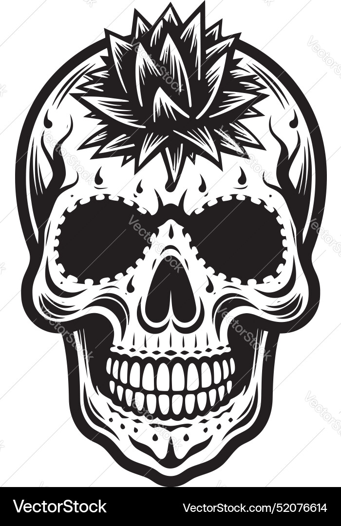 Prickled peril design of skull with cactus desert Vector Image