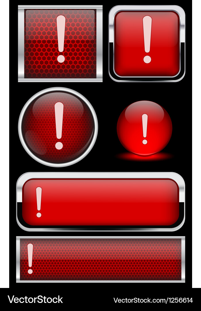 Red Warning Icon Set - Danger Signals Royalty Free Vector