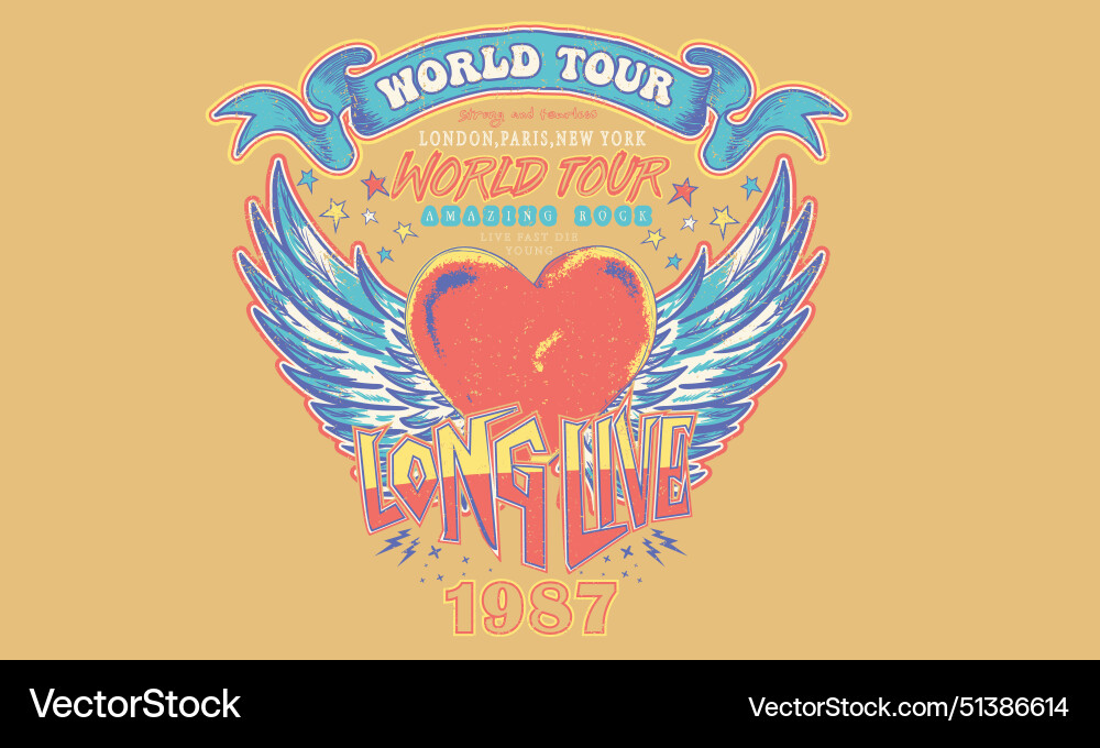 Retro Rock World Tour Royalty Free Vector Image