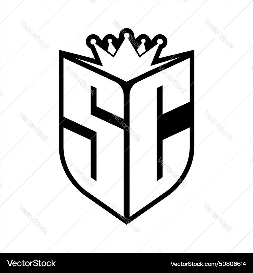 Sc letter bold monogram with shield shape Vector Image