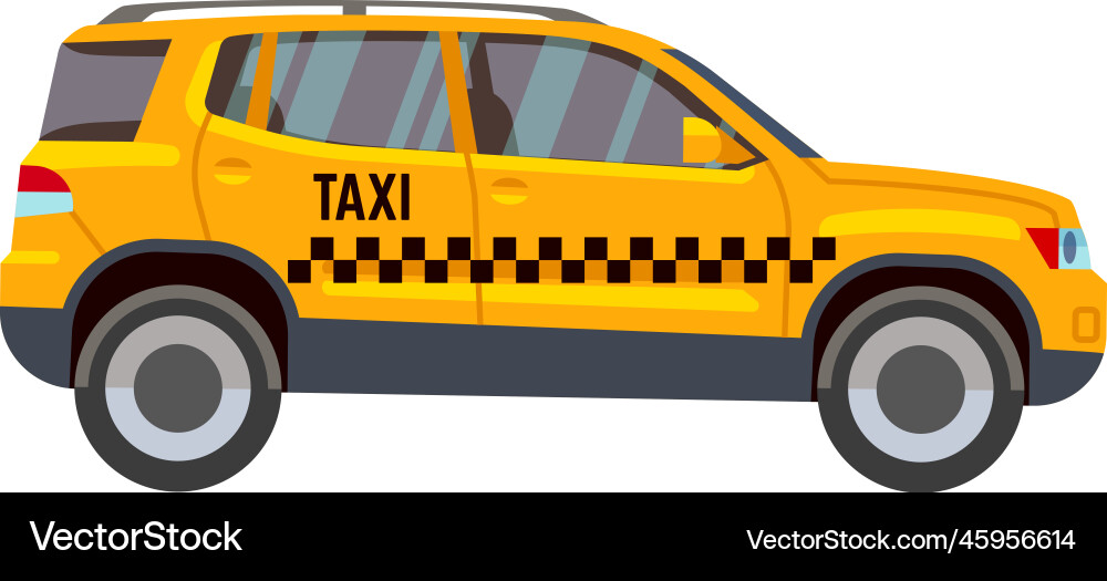 Yellow crossover car with checkered pattern taxi Vector Image