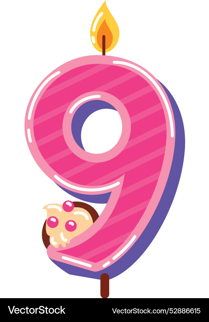 Birthday candle number nine Royalty Free Vector Image