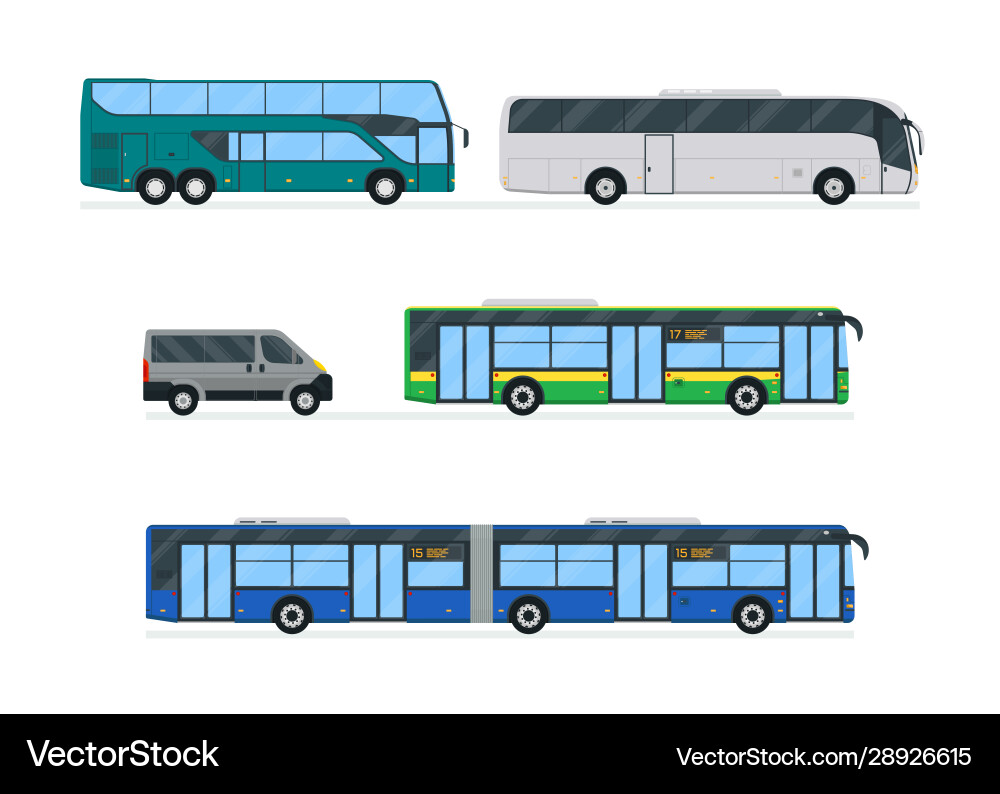 Bus set Royalty Free Vector Image - VectorStock