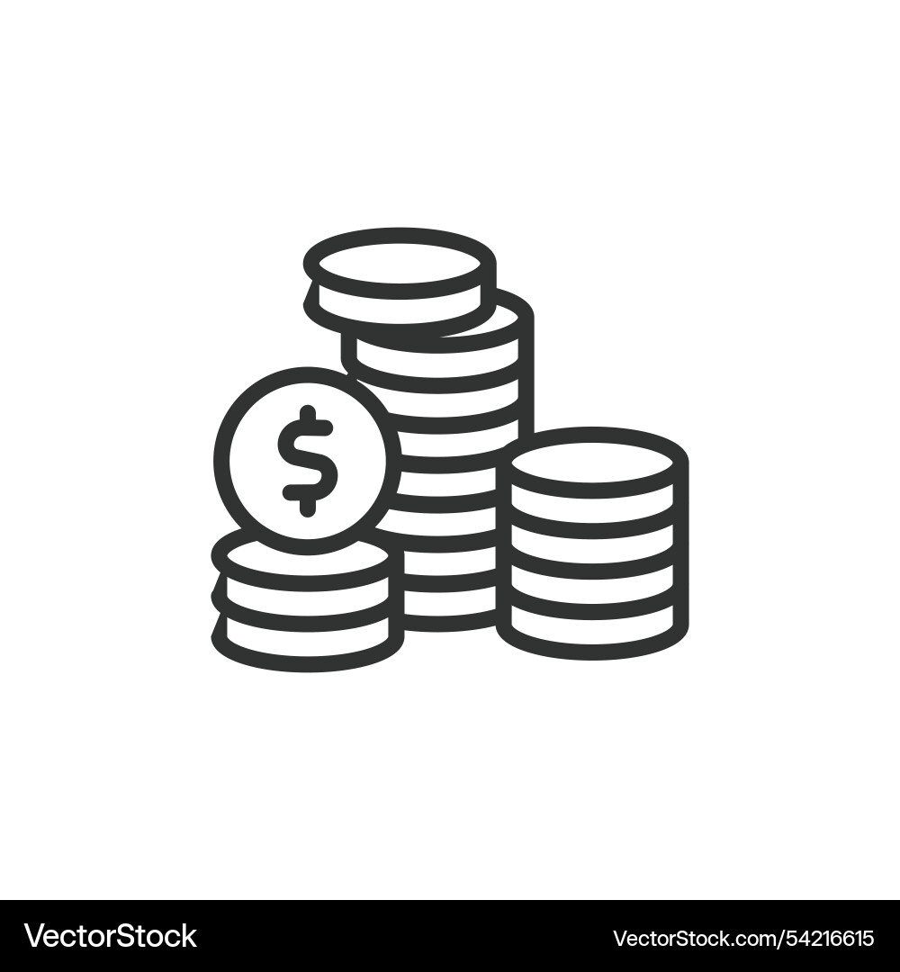Coins stack icon in line design money Royalty Free Vector