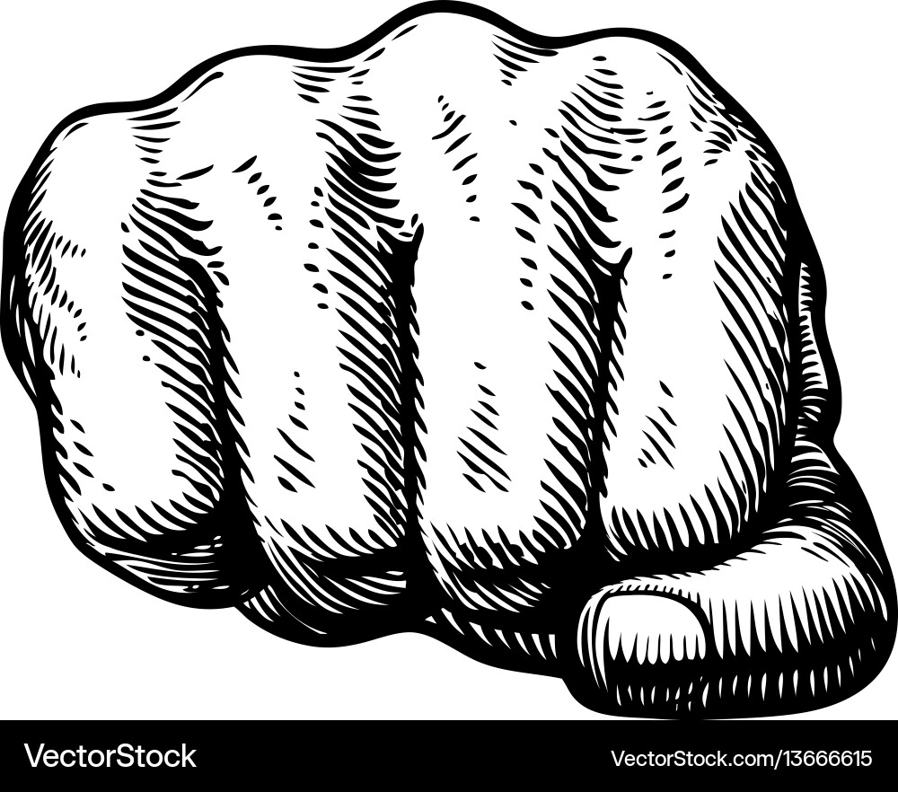 Fist hand gesture sketch punch symbol Royalty Free Vector