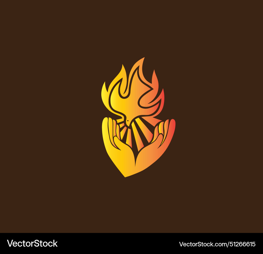 Hand with holy spirit silhouette Royalty Free Vector Image