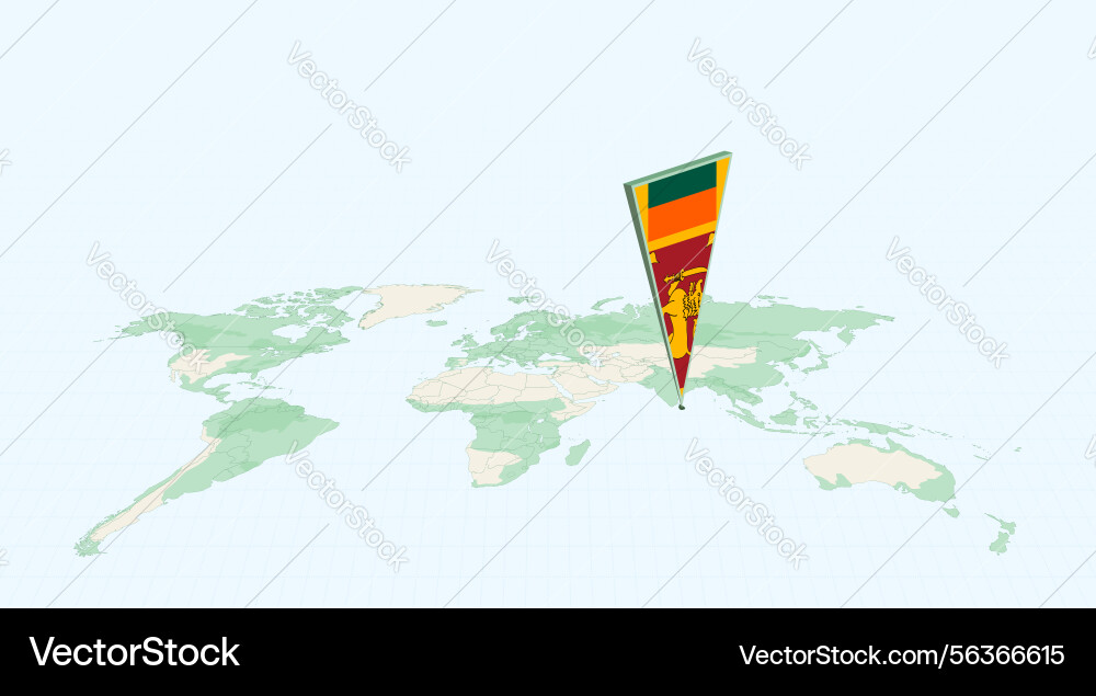 Highlighted sri lanka auf globaler Karte mit 3d Flagge