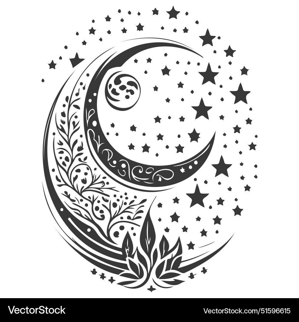 Moon star ramadan arabic islamic grey Royalty Free Vector