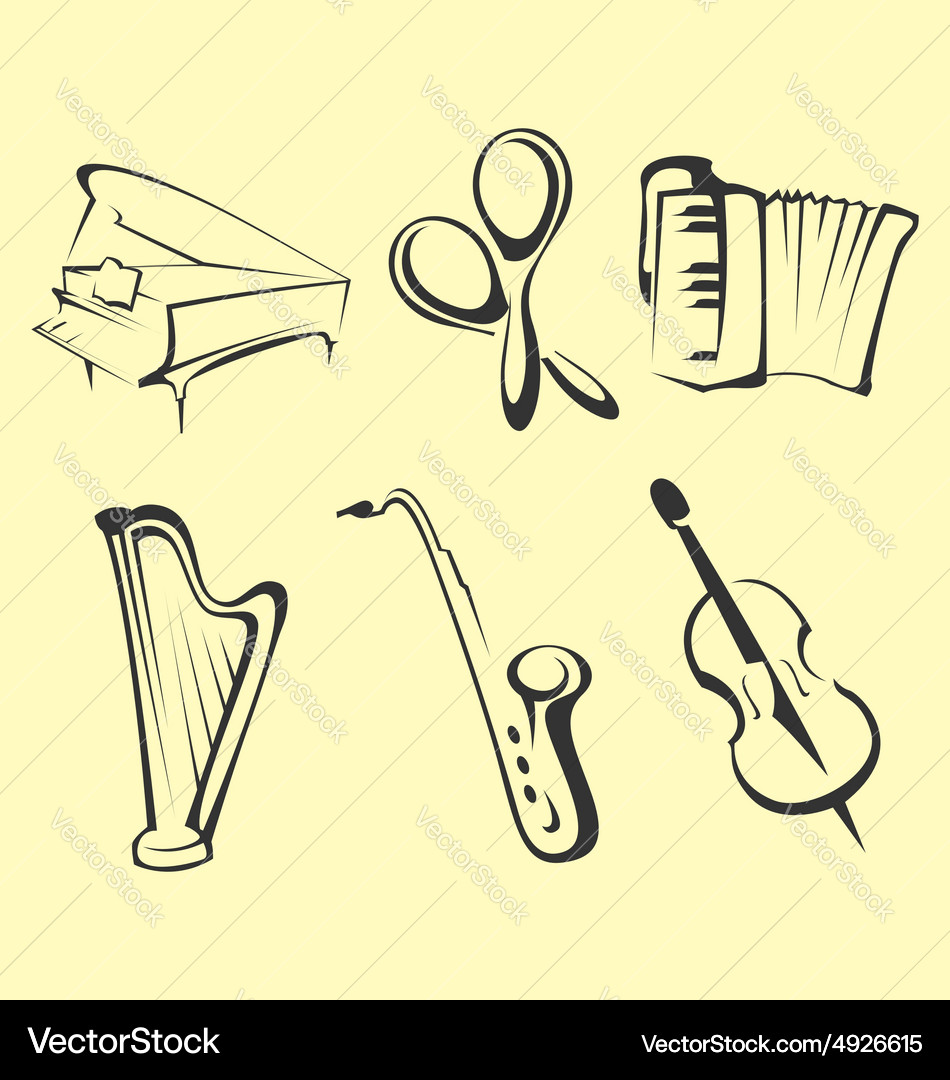 Music instruments icons Royalty Free Vector Image
