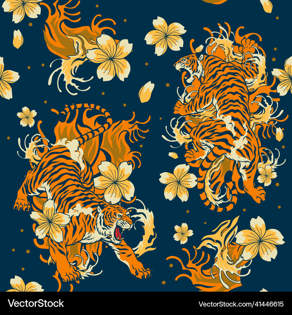 Pattern design of traditional tiger Royalty Free Vector